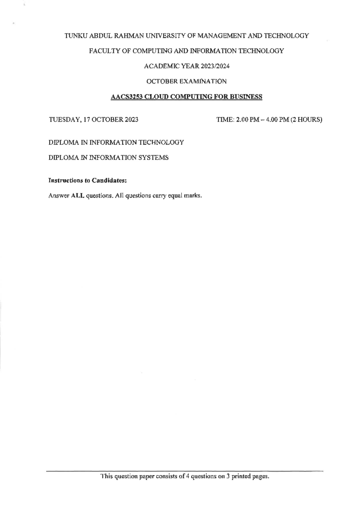 AACS3253 - Skill Based Assessment - TUNKU ABDUL RAHMAN UNIVERSITY OF ...