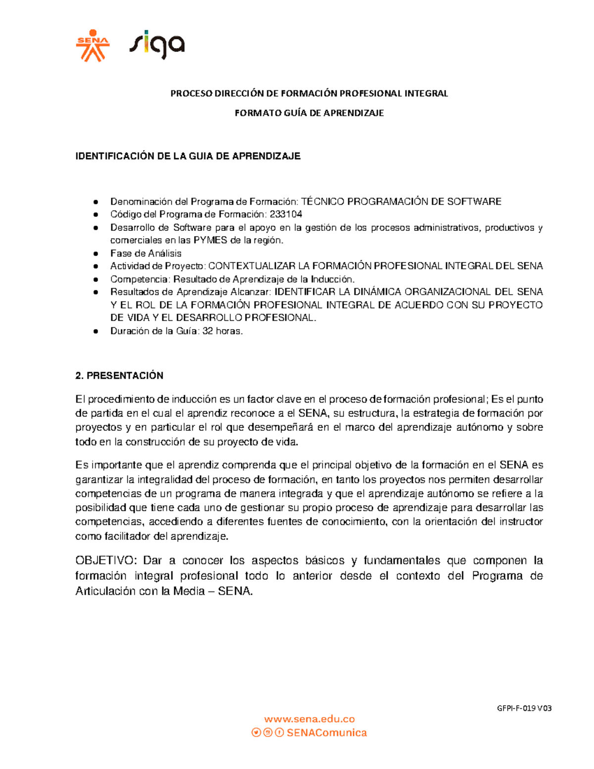 GFPI-F-019 GUIA DE Aprendizaje Inducción V2 - PROCESO DIRECCIÓN DE FORMACIÓN PROFESIONAL ...