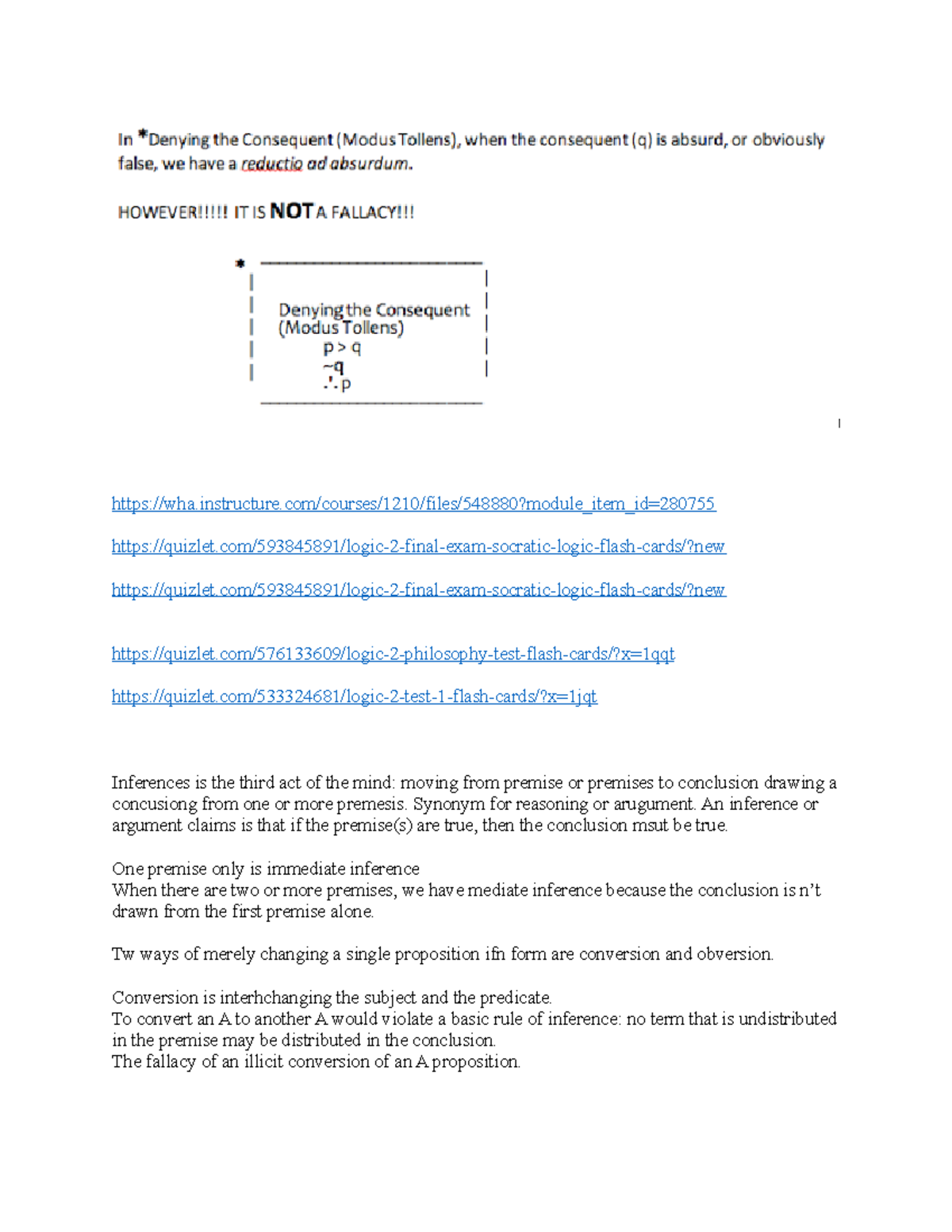 Logic Notes for Final - wha.instructure/courses/1210/files/548880 ...