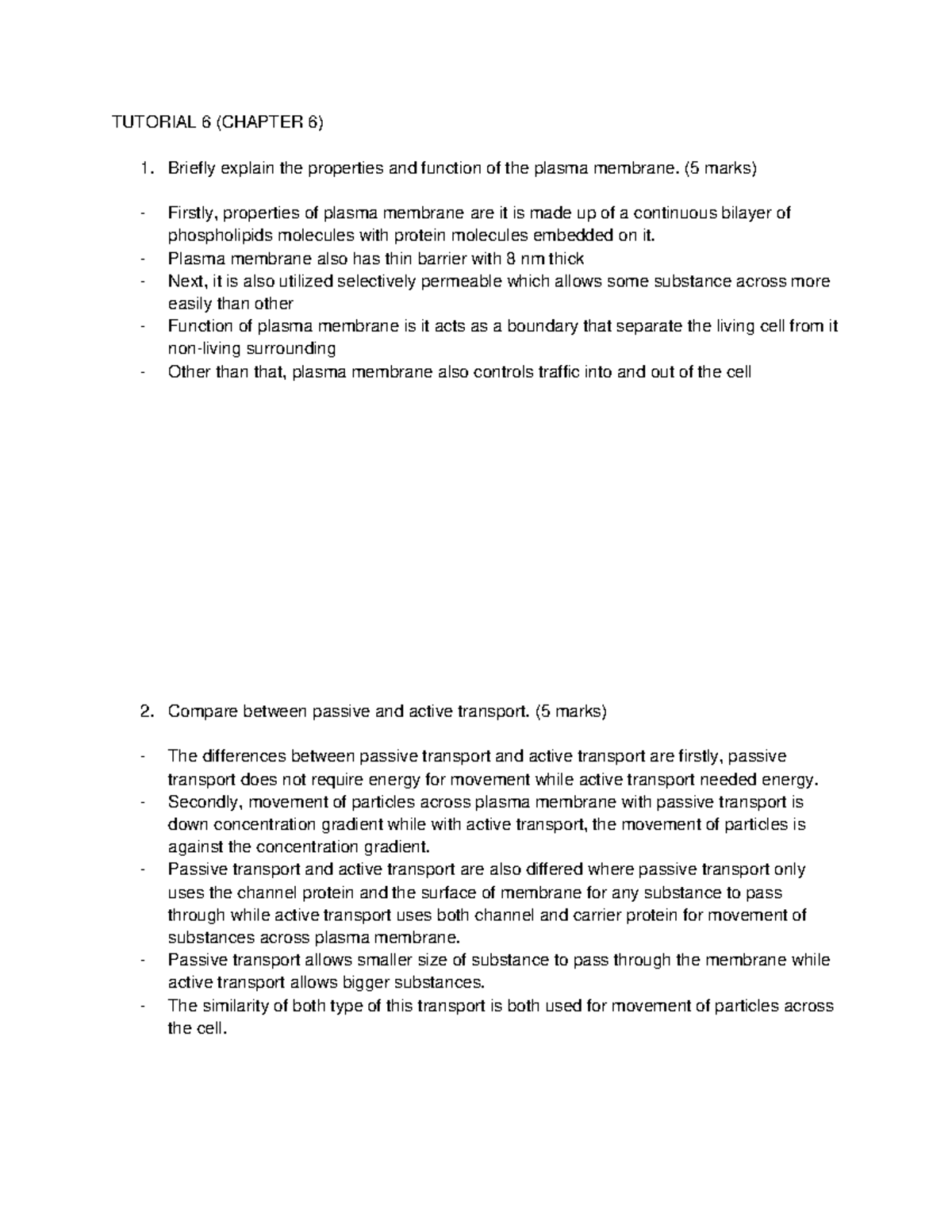 Tutorial 6 ( Chapter 6) - BIO122 - TUTORIAL 6 (CHAPTER 6) Briefly ...