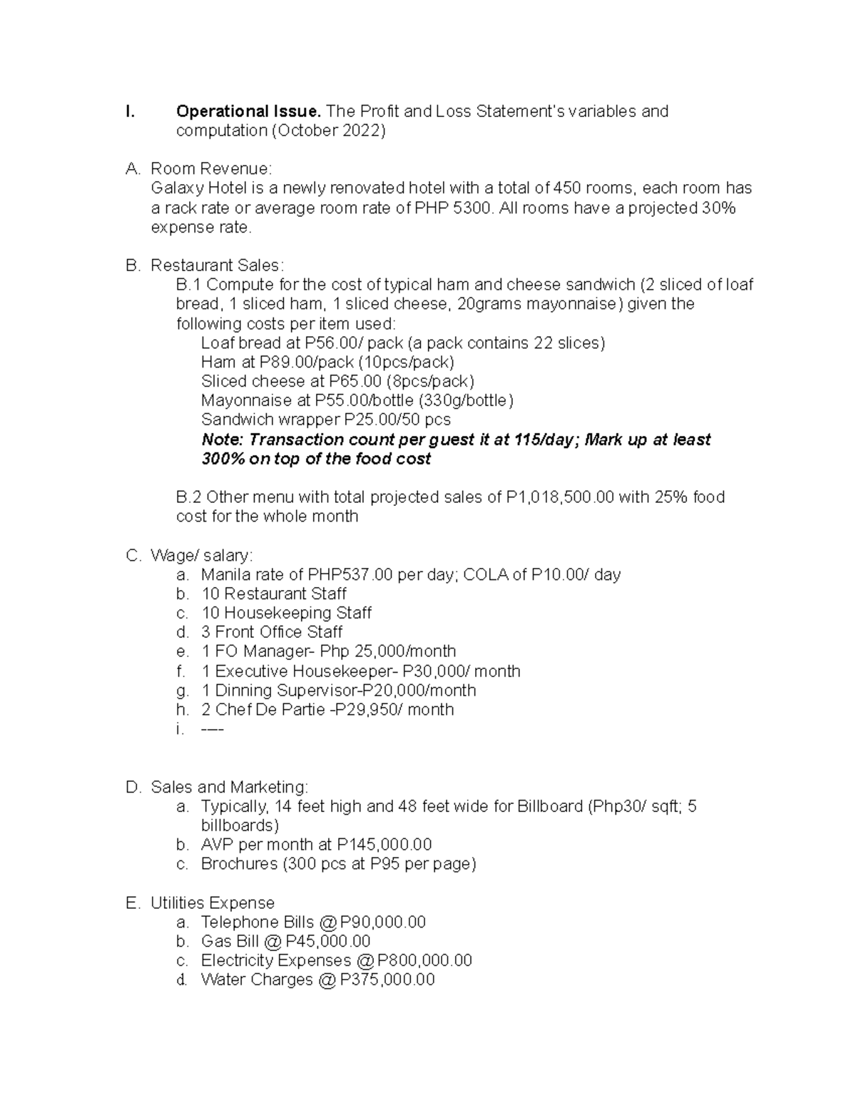 Pre-test Pn L Operational Issue- Clohs 2-1 - I. Operational Issue. The ...