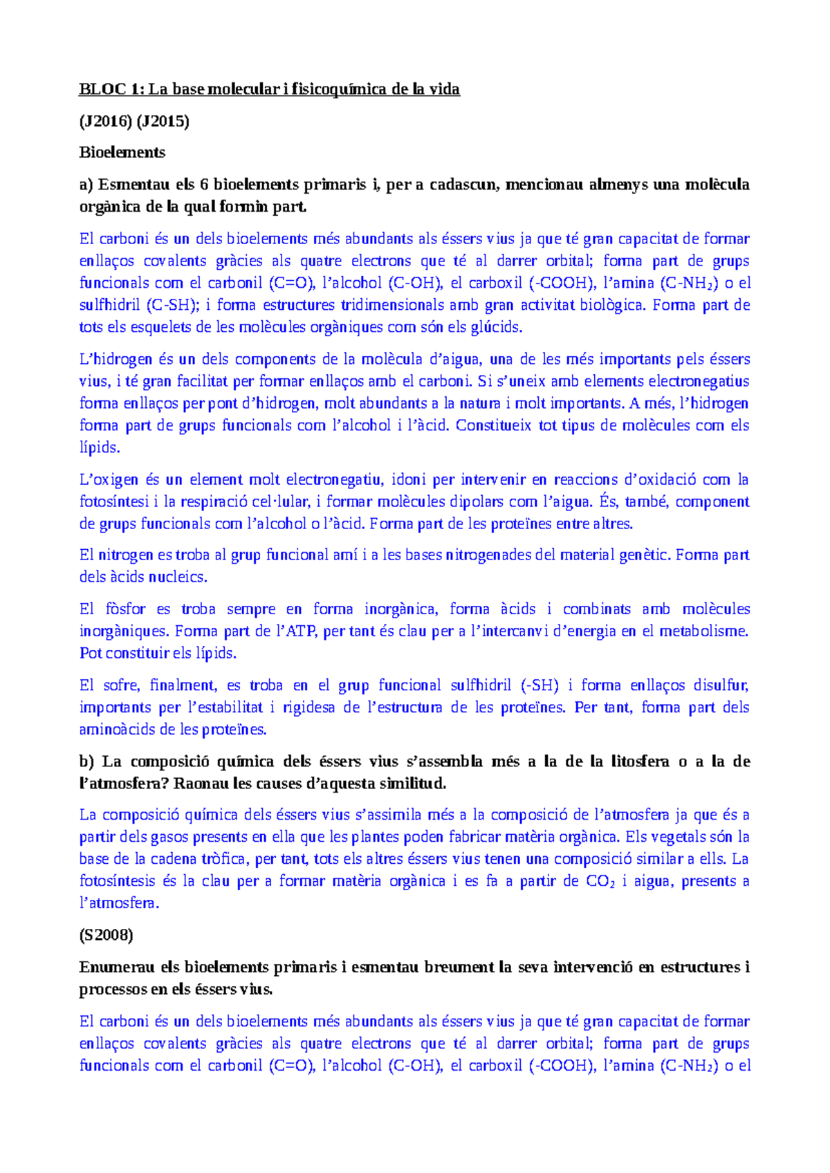 Bloc1-la base molecular i fisicoquímica de la vida - BLOC 1: La base ...