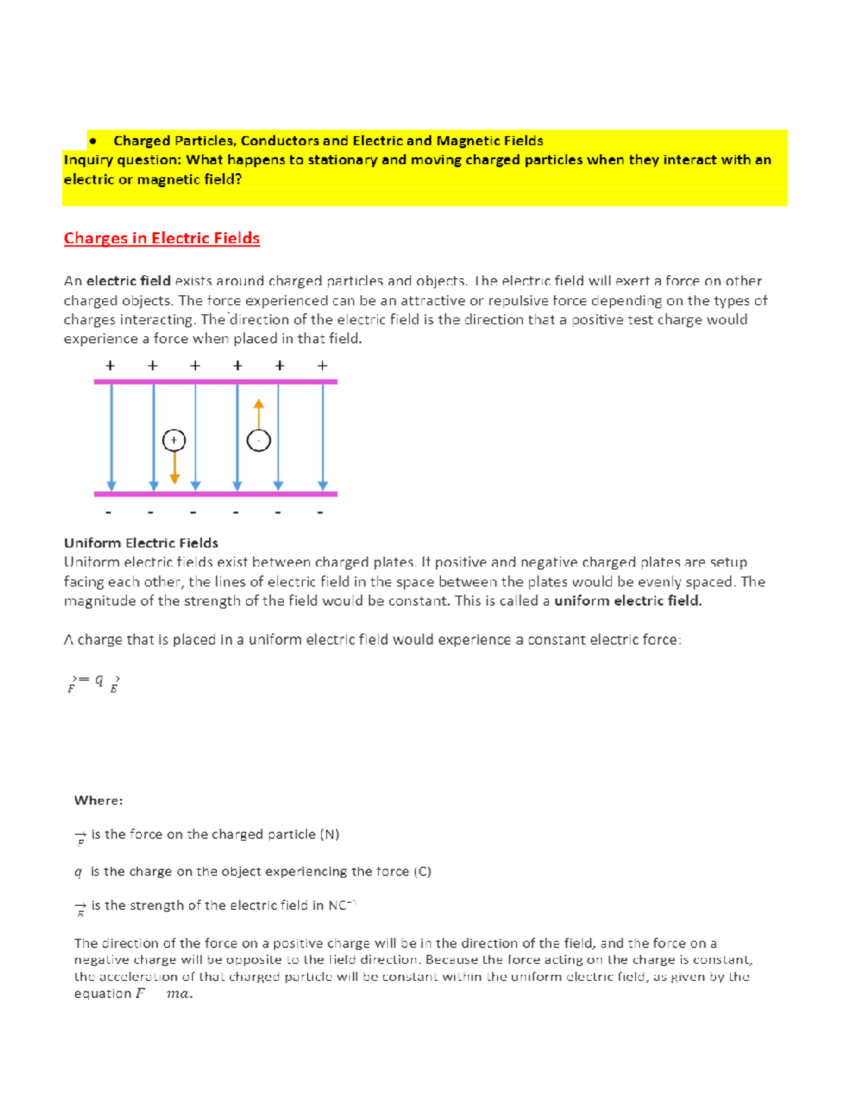 Module 6 Electromagnetism - Charged Particles, Conductors and Electric ...