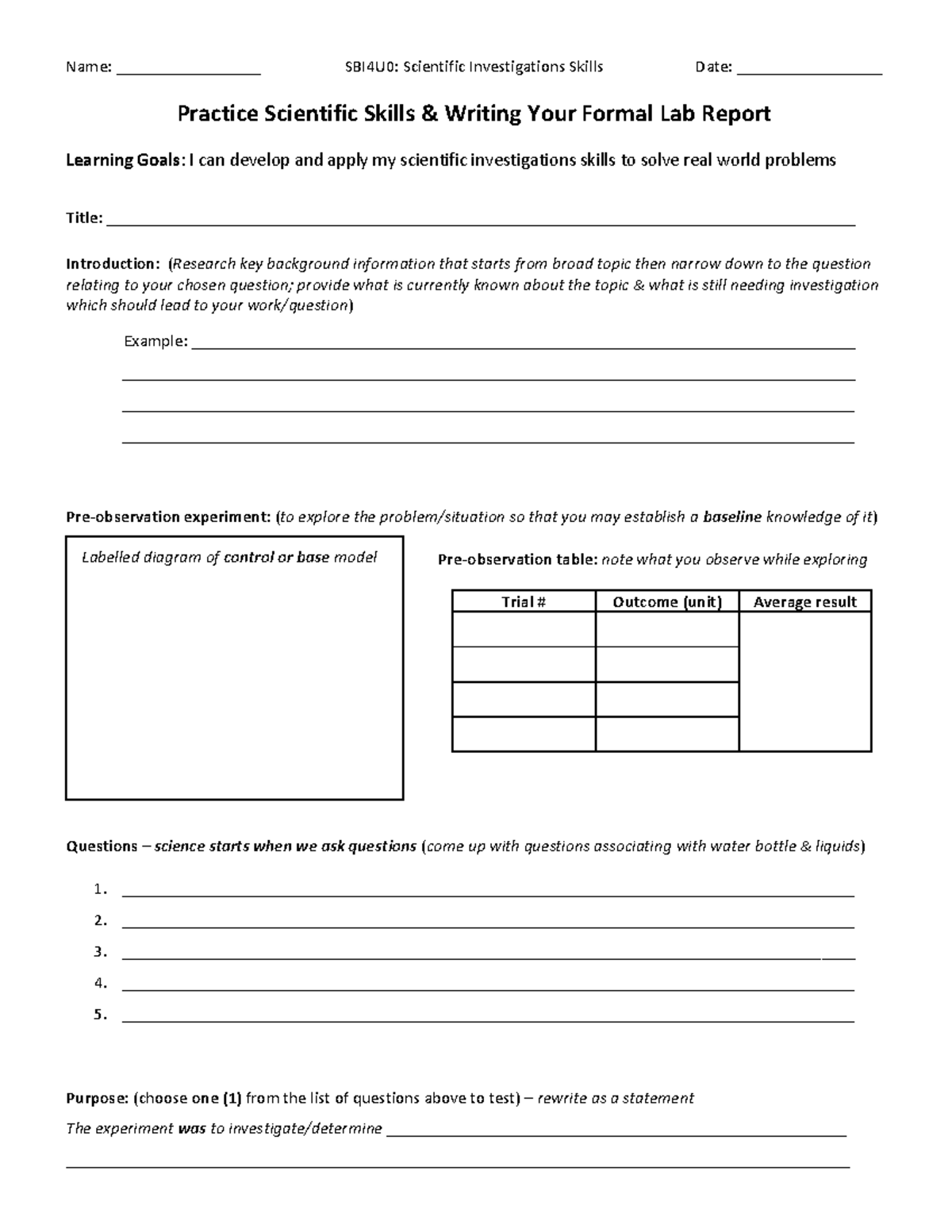 0.1 Scientific Method & Lab Report - Practice Scientific Skills ...