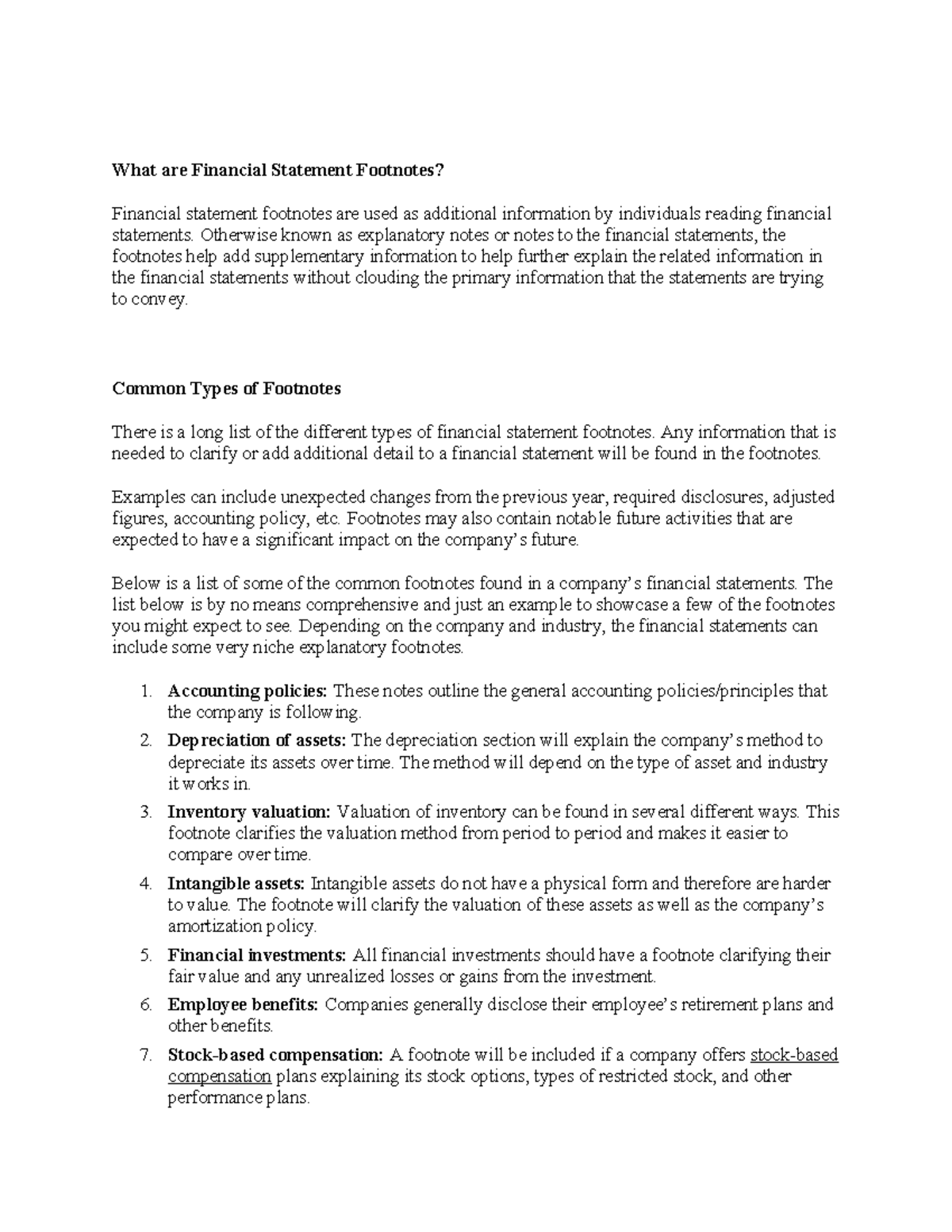Notes day 17 - What are Financial Statement Footnotes? Financial ...