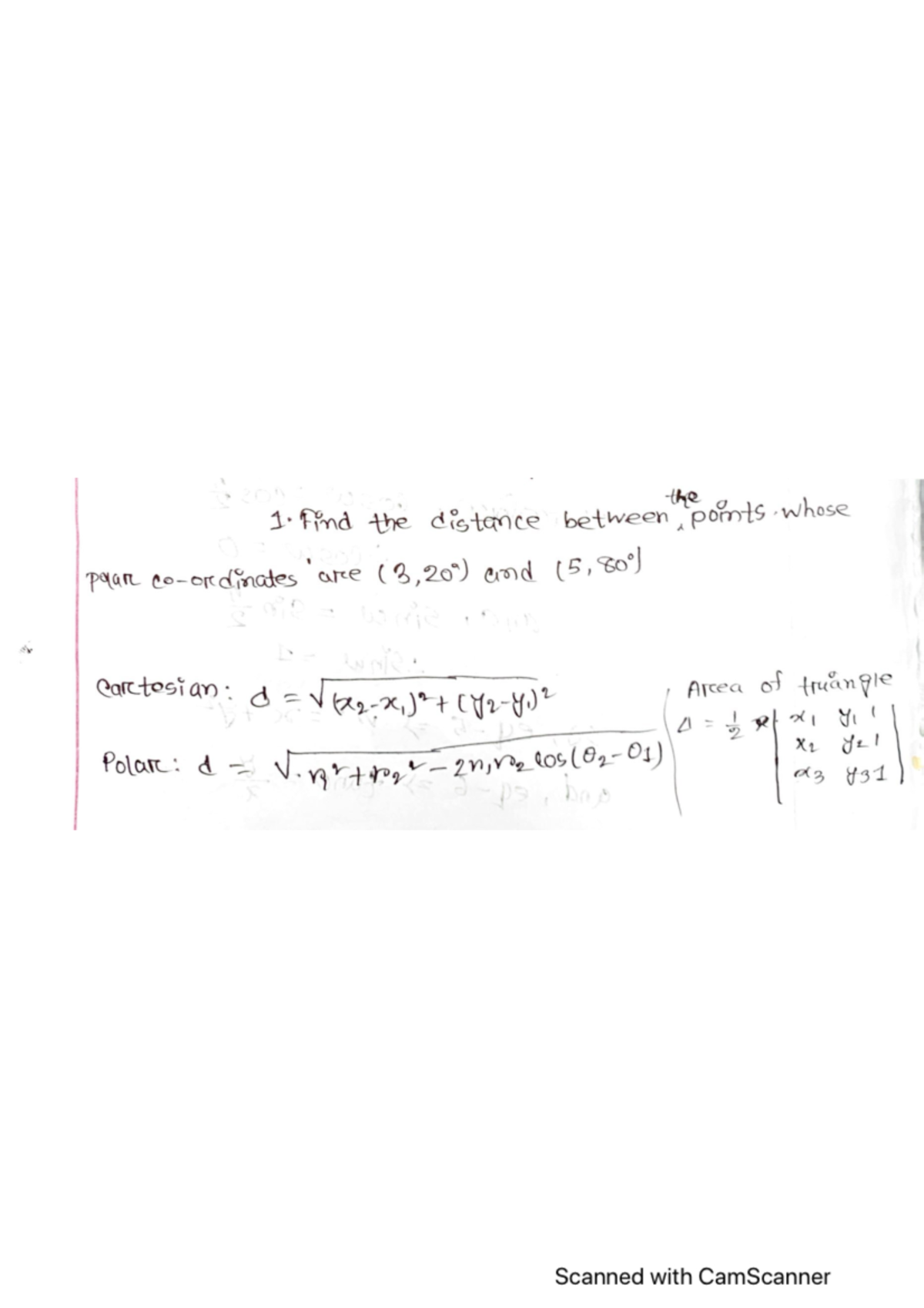 Math chapter 1,2,3 questions - the 1. Find the distance between d ...