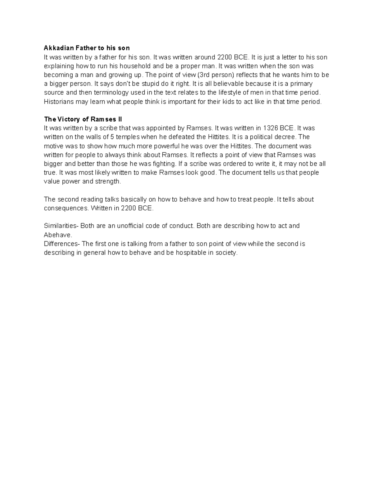 Life in Civilizations - Akkadian Father to his son It was written by a ...