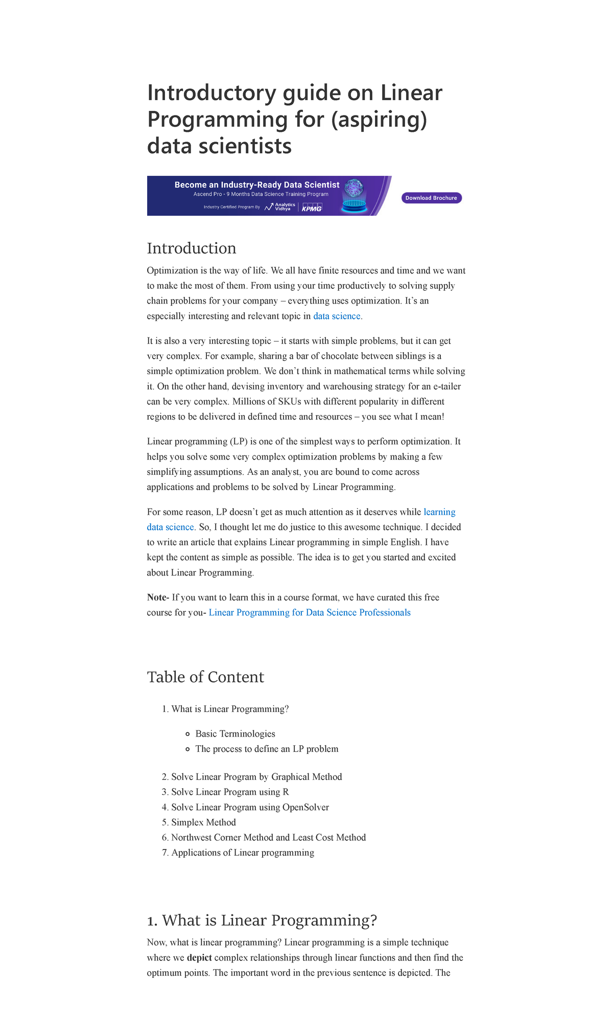 Introductory guide on Linear Programming for (aspiring) data scientists ...