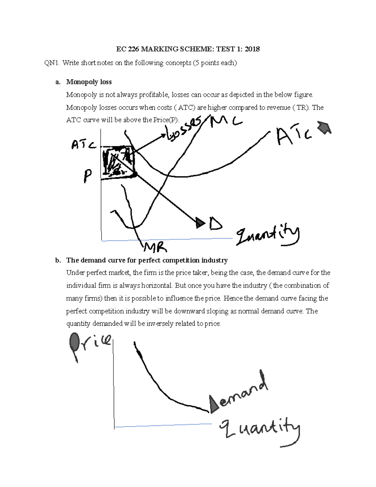 EC 226 Marking Scheme - Right - EC 226 MARKING SCHEME: TEST 1: 2018 QN1 ...