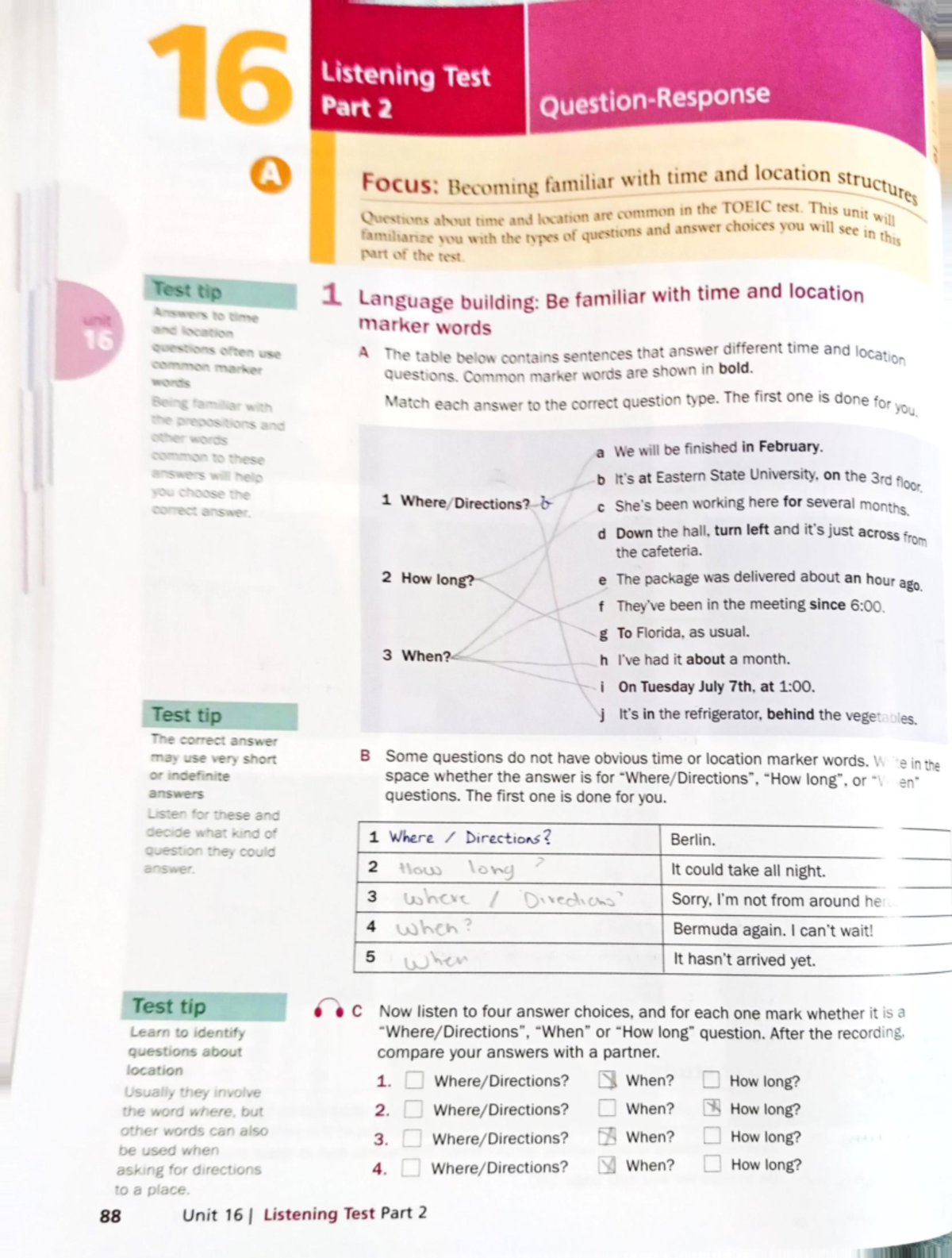 Unidad 16 - Libro TOEIC - 16 Part Listening 2 Test Question-Response ...
