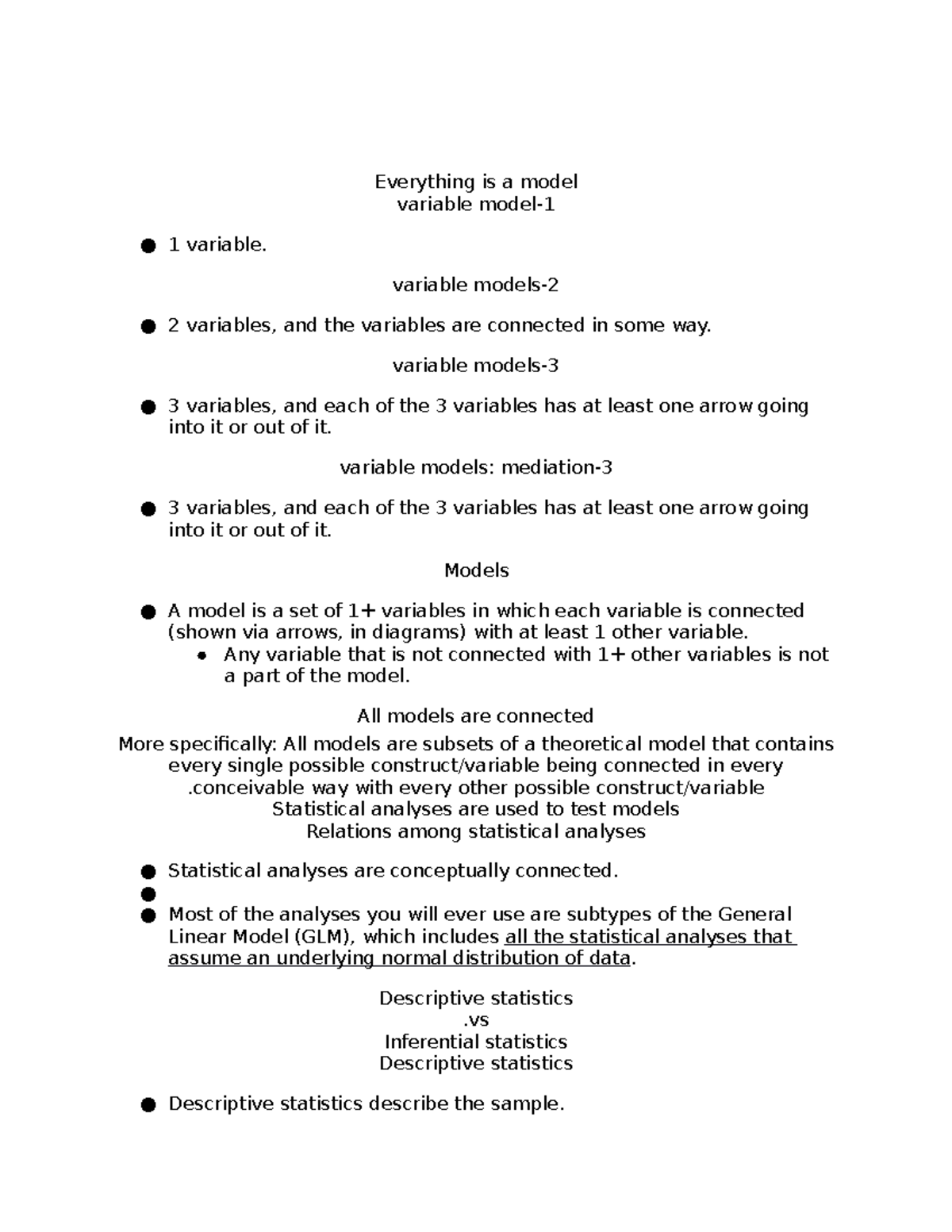 3.3 notes psy - Everything is a model variable model- 1 1 variable ...