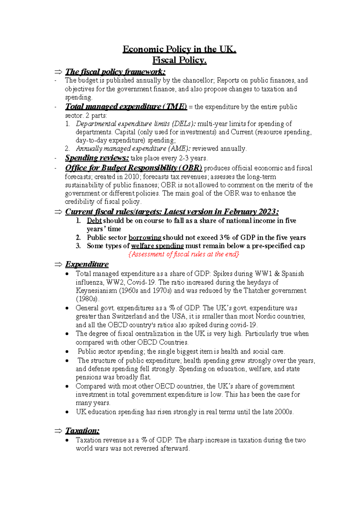 Fiscal Policy - Economic Policy in the UK. Fiscal Policy. Þ The fiscal ...