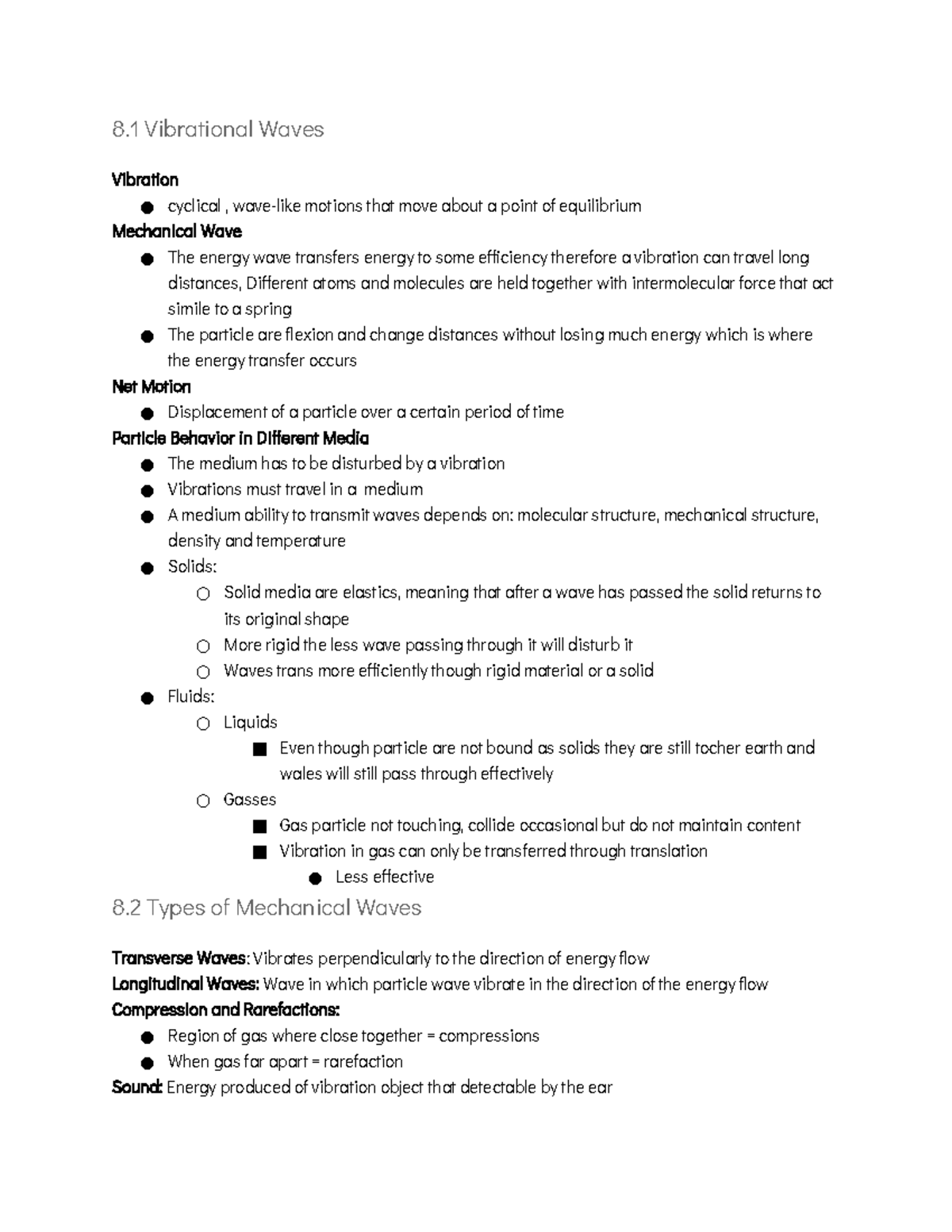 Unit 4 or smth Test Review - 8 Vibrational Waves Vibration cyclical ...
