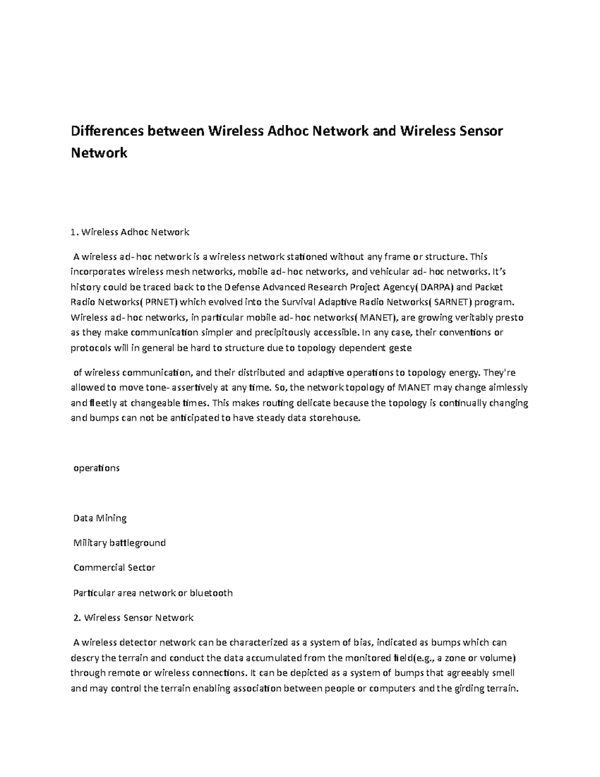 Differences between Wireless Adhoc Network and Wireless Sensor Network - Differences between ...
