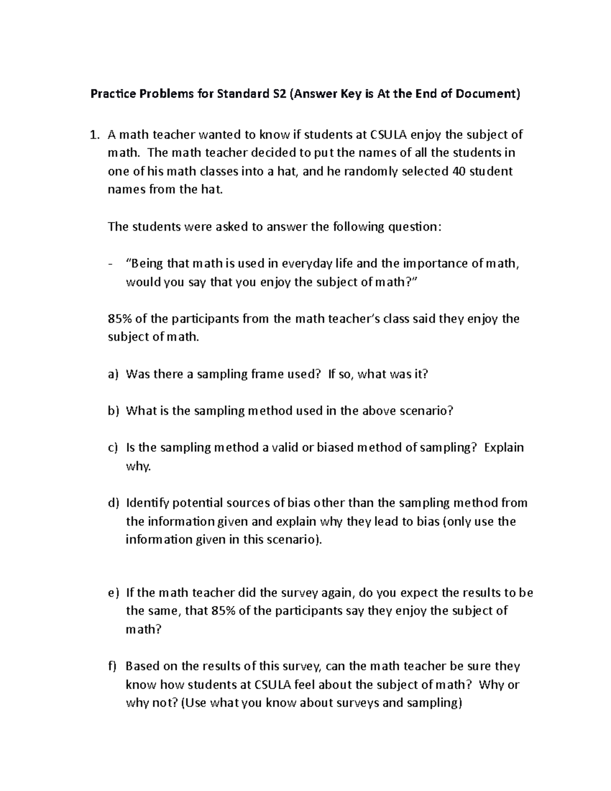 Practice Problems for Standard S2 (With Answer Key) - The math teacher ...