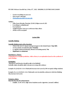 Psy 100 part 3 - Psy 100 part 3 notes - Some researcher say that ...