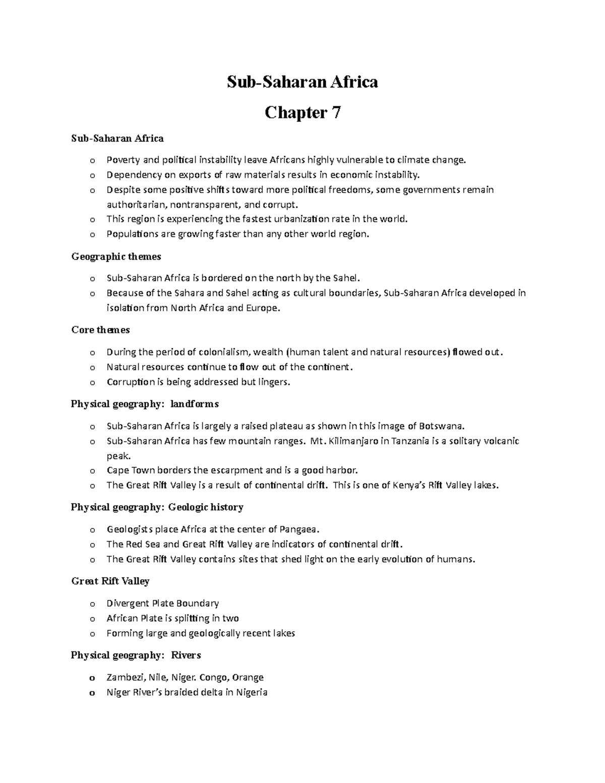 Chapter 7 - Geography: Sub-Saharan Africa - INST 1060 - Studocu