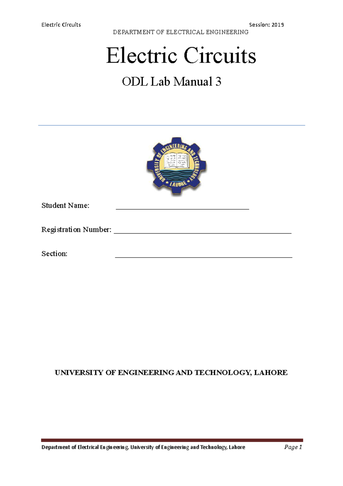 Electric Circuits ODL Lab Manual 3 - DEPARTMENT OF ELECTRICAL ...