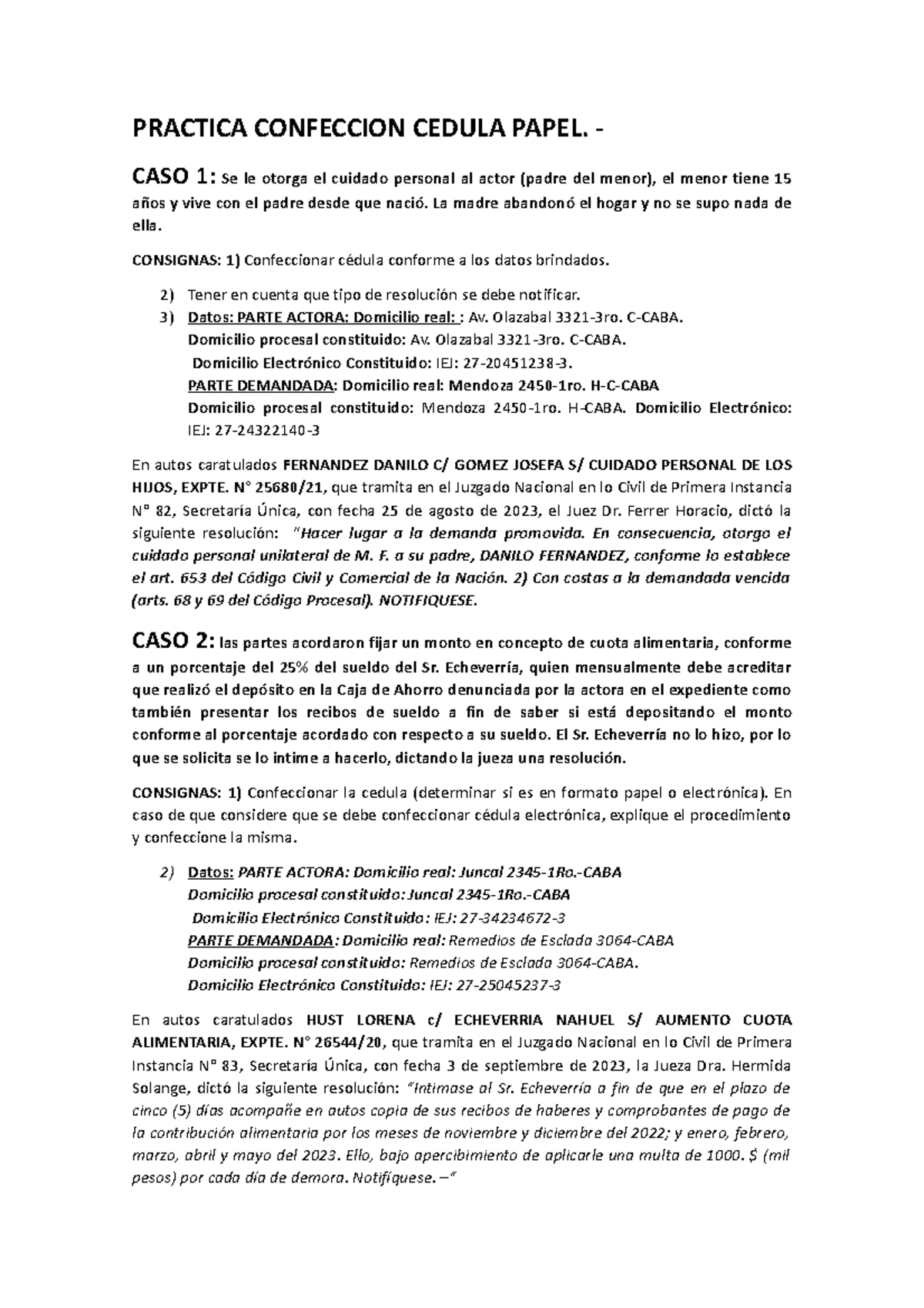 Practica Confeccion Cedula Papel 11-9 - PRACTICA CONFECCION CEDULA ...