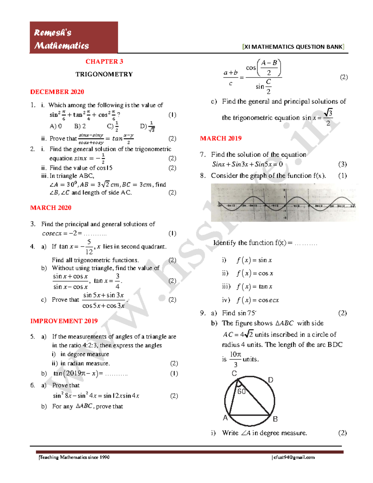 Hsslive-xi-maths-qb-remesh-3. Trigonometry - Methods of mathematics ...