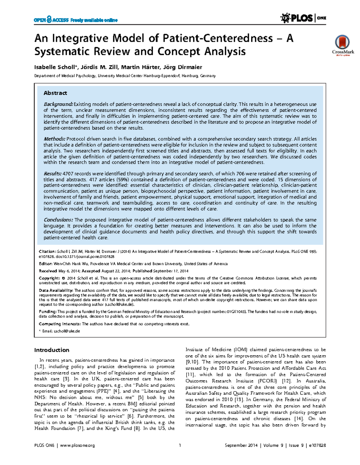 An integrative Model of Patient Centeredness A Systematic Review and ...