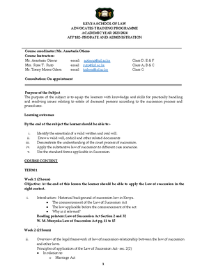 ATP 100 Civil Litigation Course Outline 2023-2024 - KENYA SCHOOL OF LAW ...