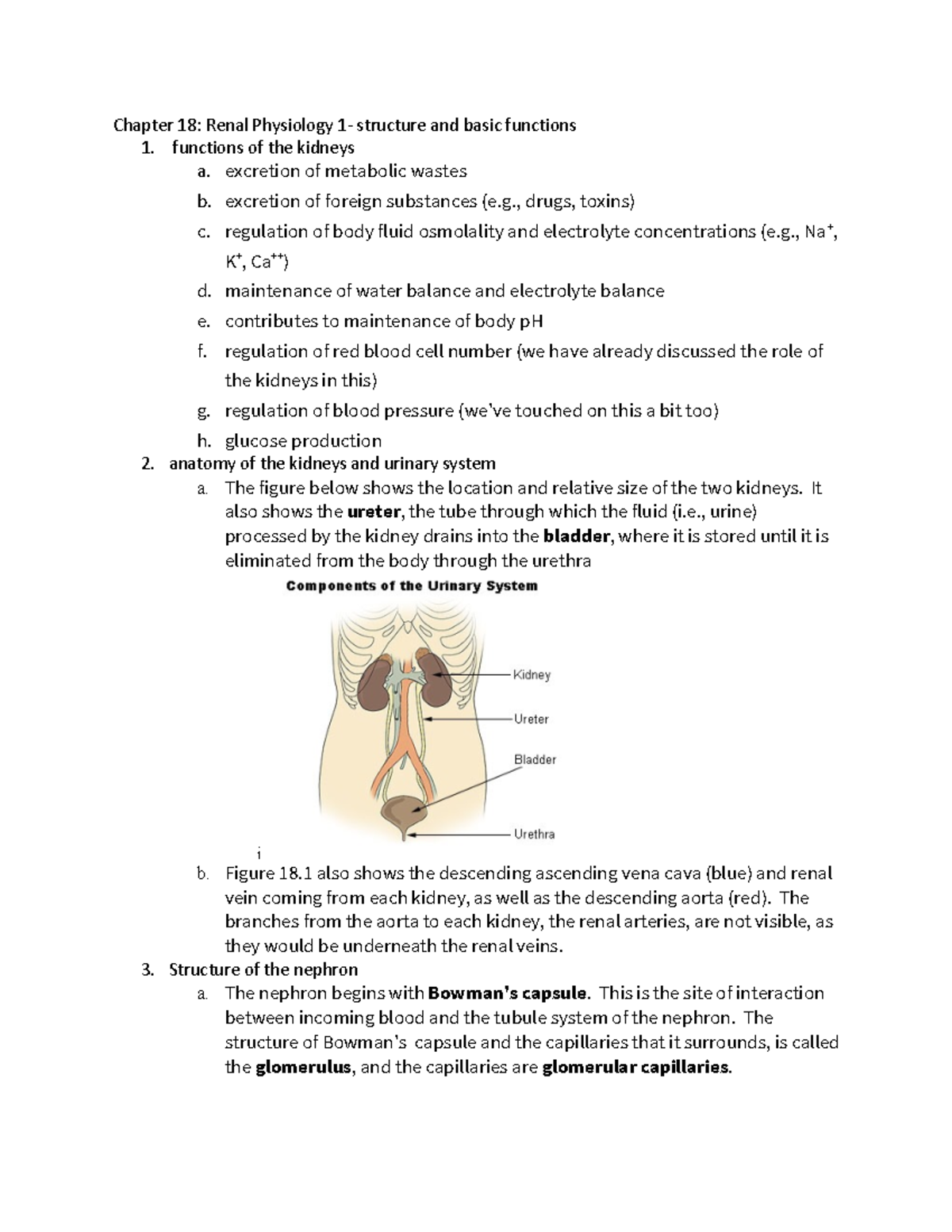 Chapter 18 notes - 18. Renal Physiology 1- structure and basic ...