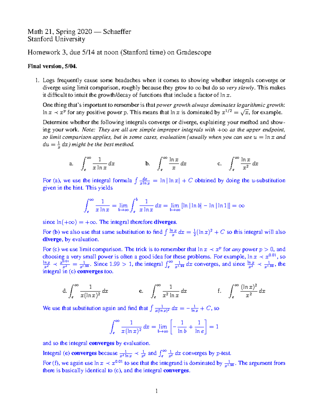 Math21 Spring 2020 HW3 Solution - Math 21, Spring 2020 — Schaeffer ...