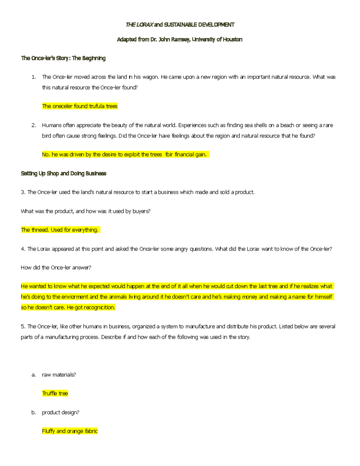 THE Lorax and Sustainable Development - THE LORAX and SUSTAINABLE ...