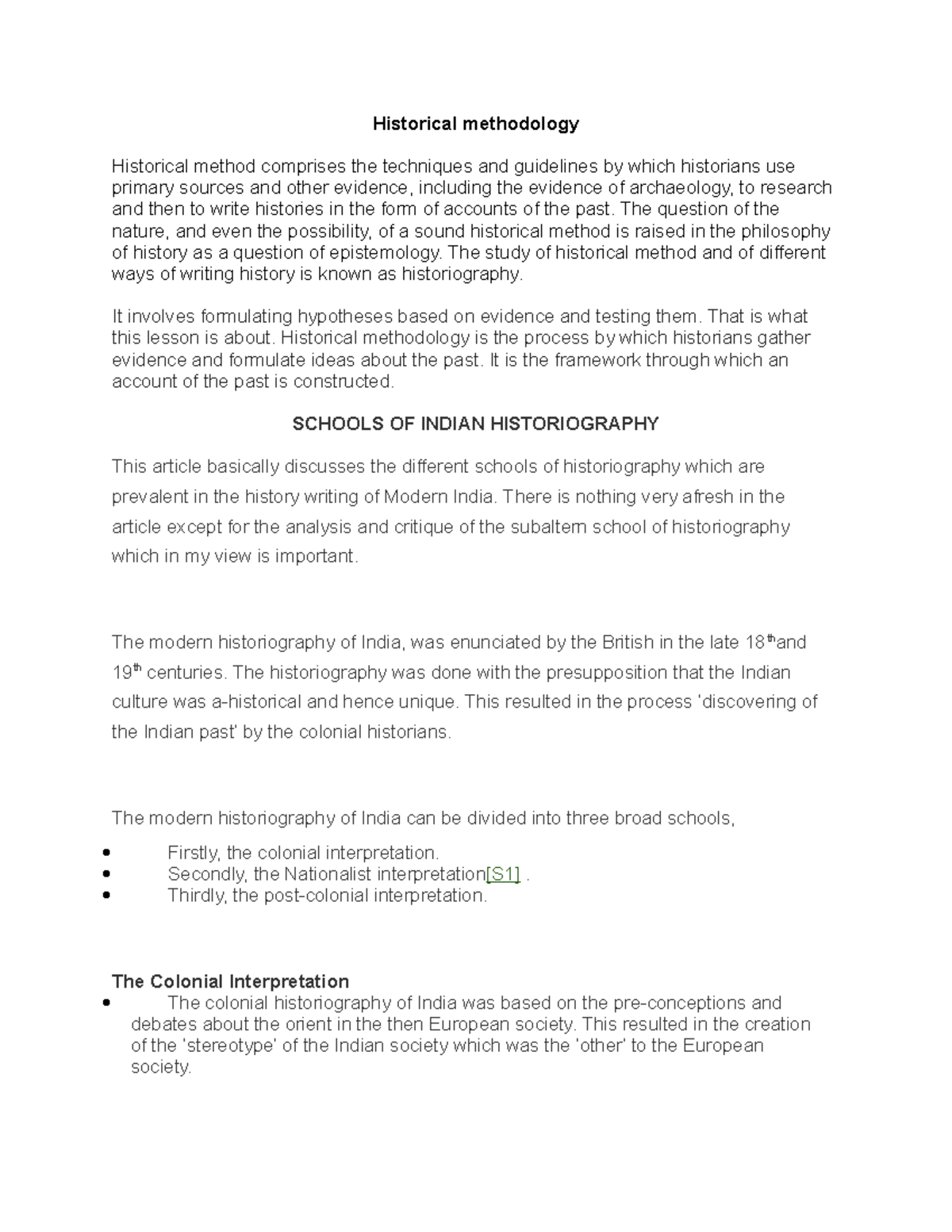 UNIT 1 Notes History Topic 3 - Historical methodology Historical method ...
