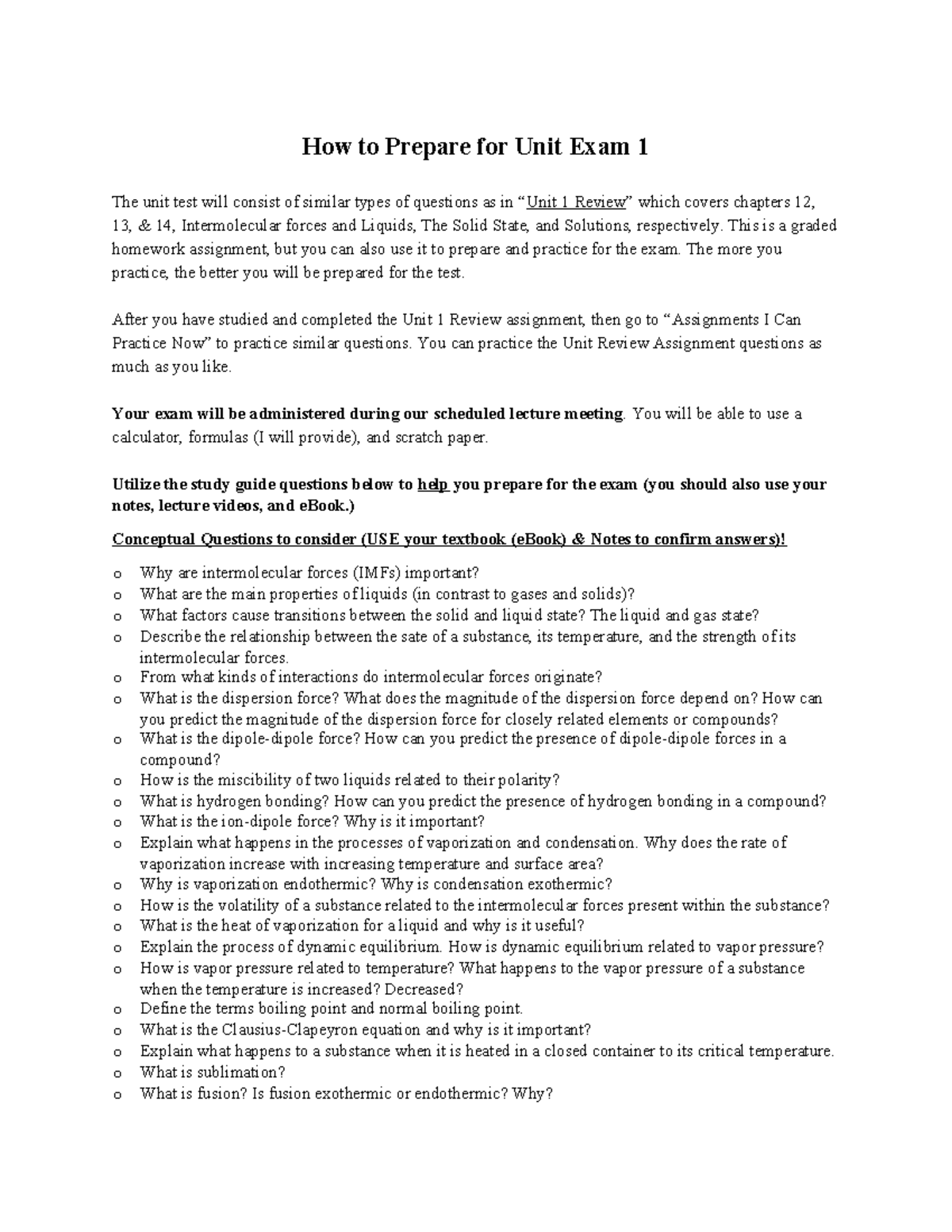 How to Prepare for Unit Ex. 1 v Blended - How to Prepare for Unit Exam ...