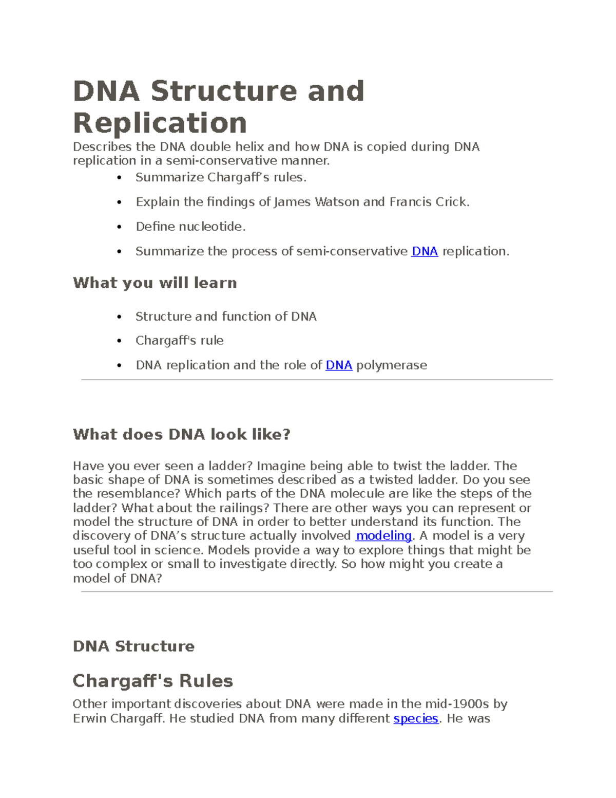 Biology Study guidepart 36 - DNA Structure and Replication Describes ...