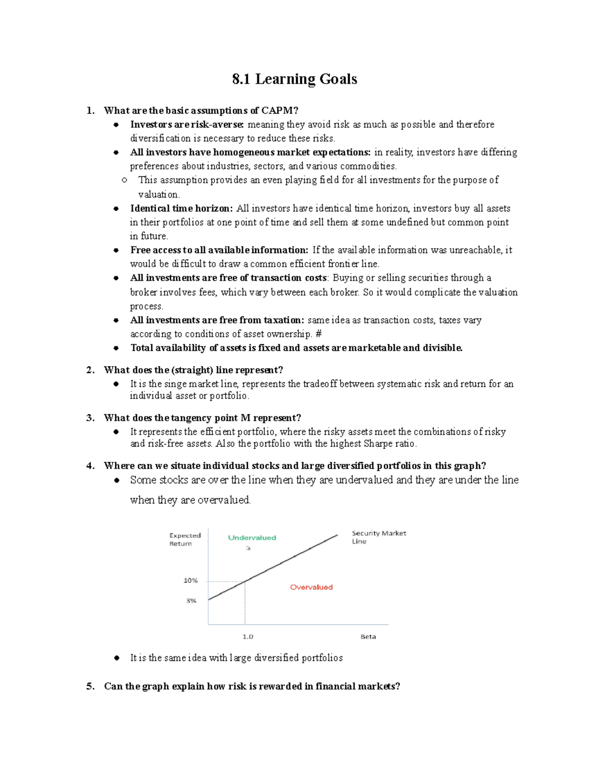 8.1 Learning Goals - 8 Learning Goals What are the basic assumptions of ...