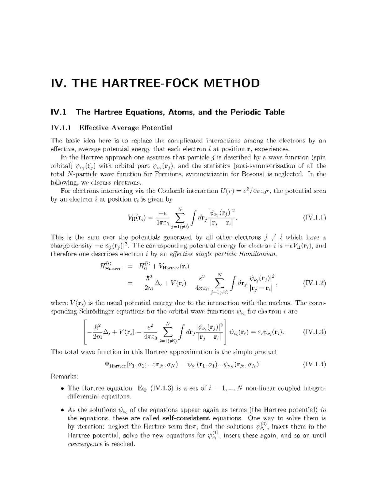 THE Hartree-FOCK Method - Quantum Mechanics - Studocu