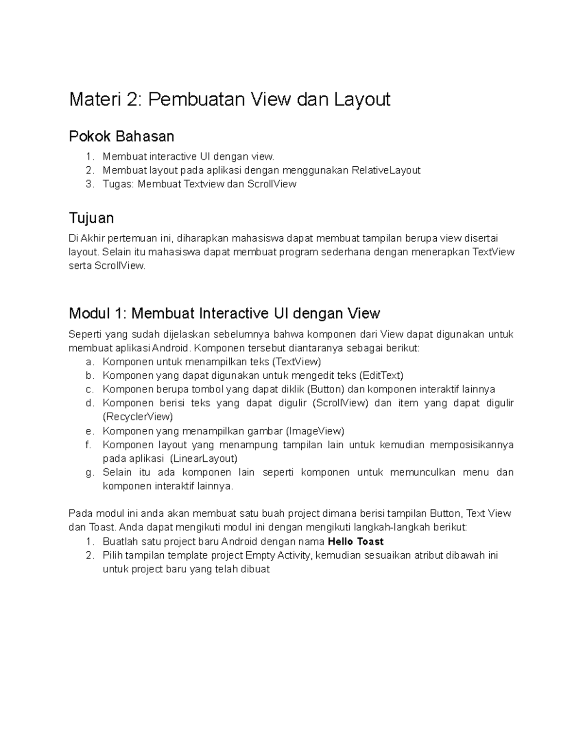 Modul 2 Pembuatan View dan Layout - Materi 2: Pembuatan View dan Layout ...