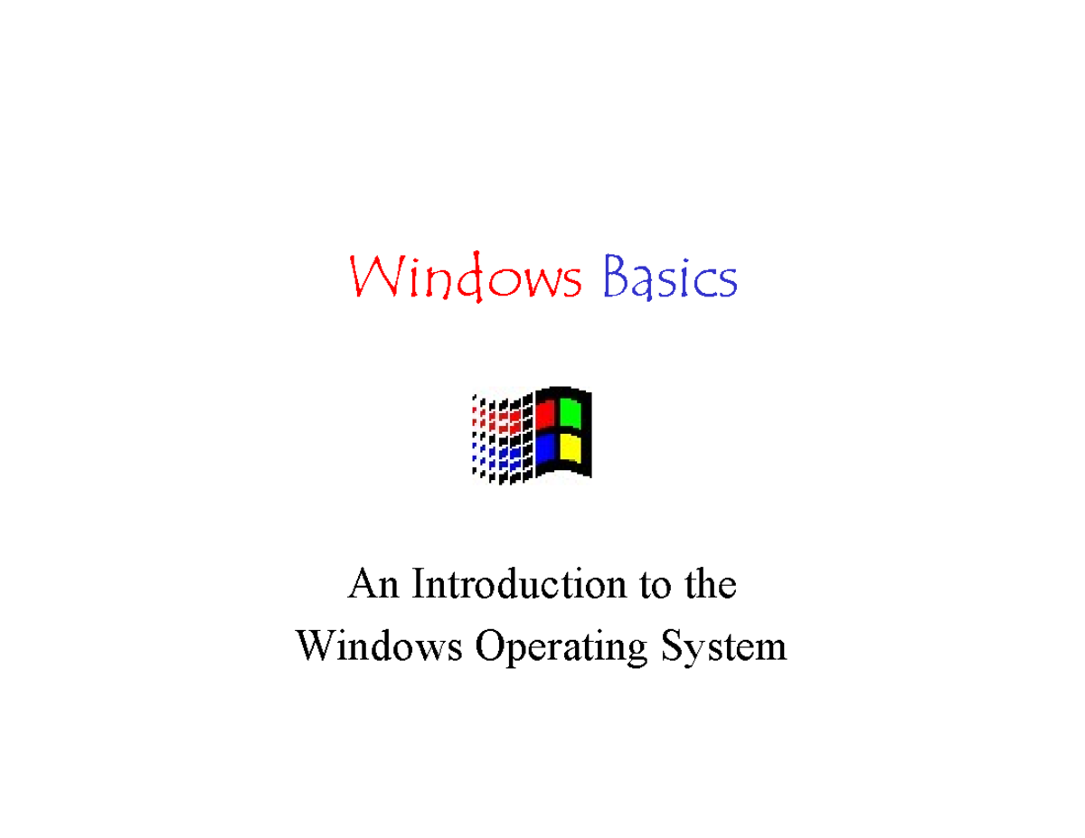 BCE Lab1 - Windows Basics An Introduction to the Windows Operating ...