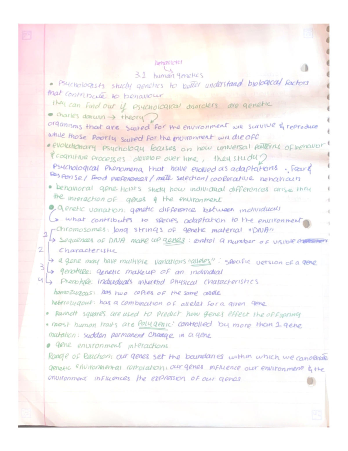 chapter 3.1 - human genetics - PSY 101 - Studocu