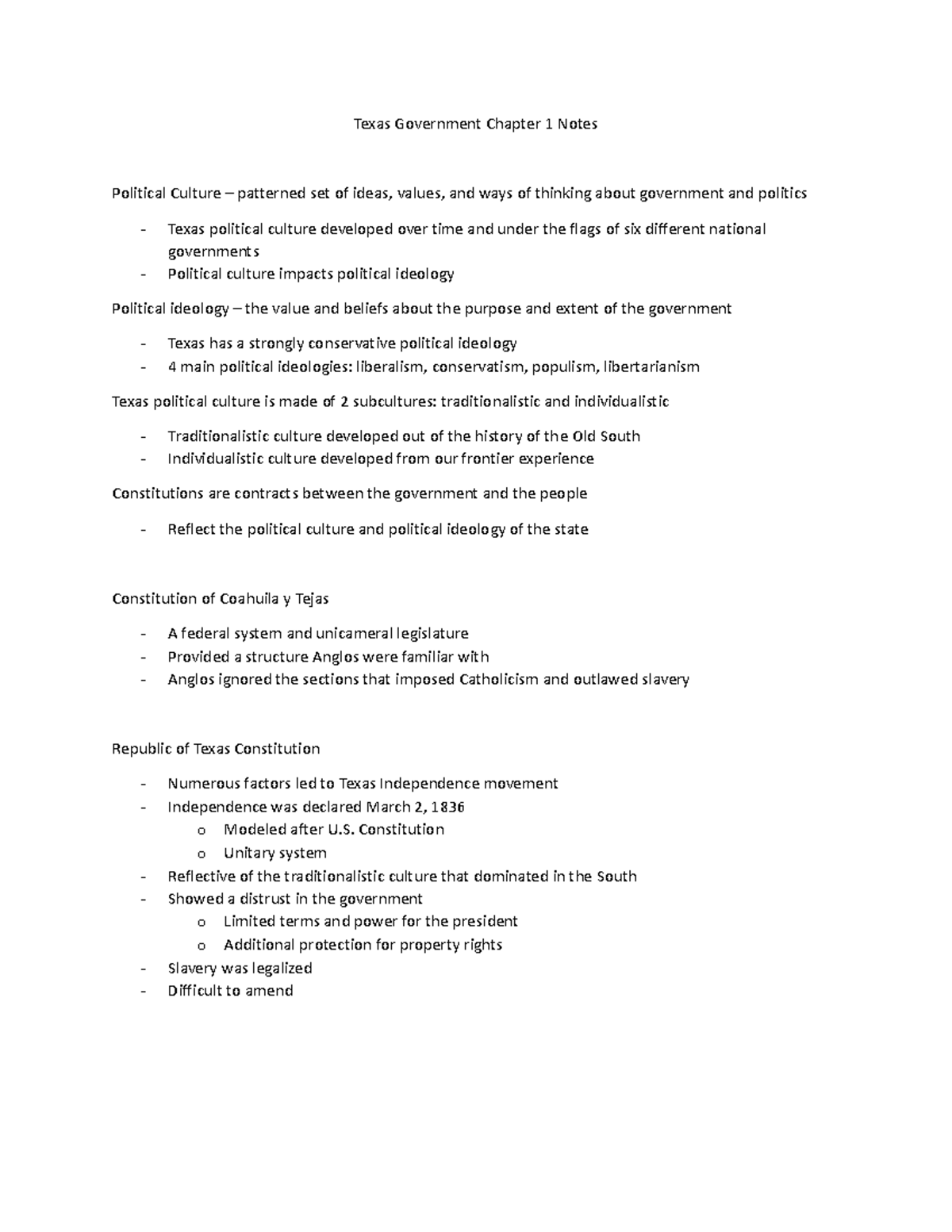 Texas Government Chapter 1 Notes - Texas Government Chapter 1 Notes ...