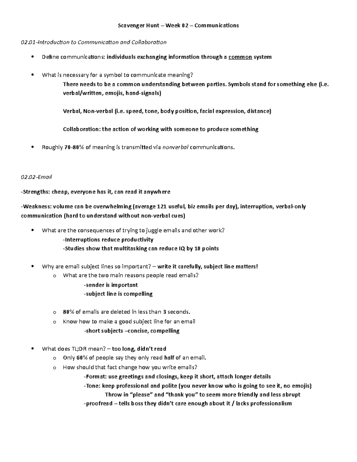 Scavenger Hunt 02-Communications Fall 2020 - Scavenger Hunt – Week 02 ...