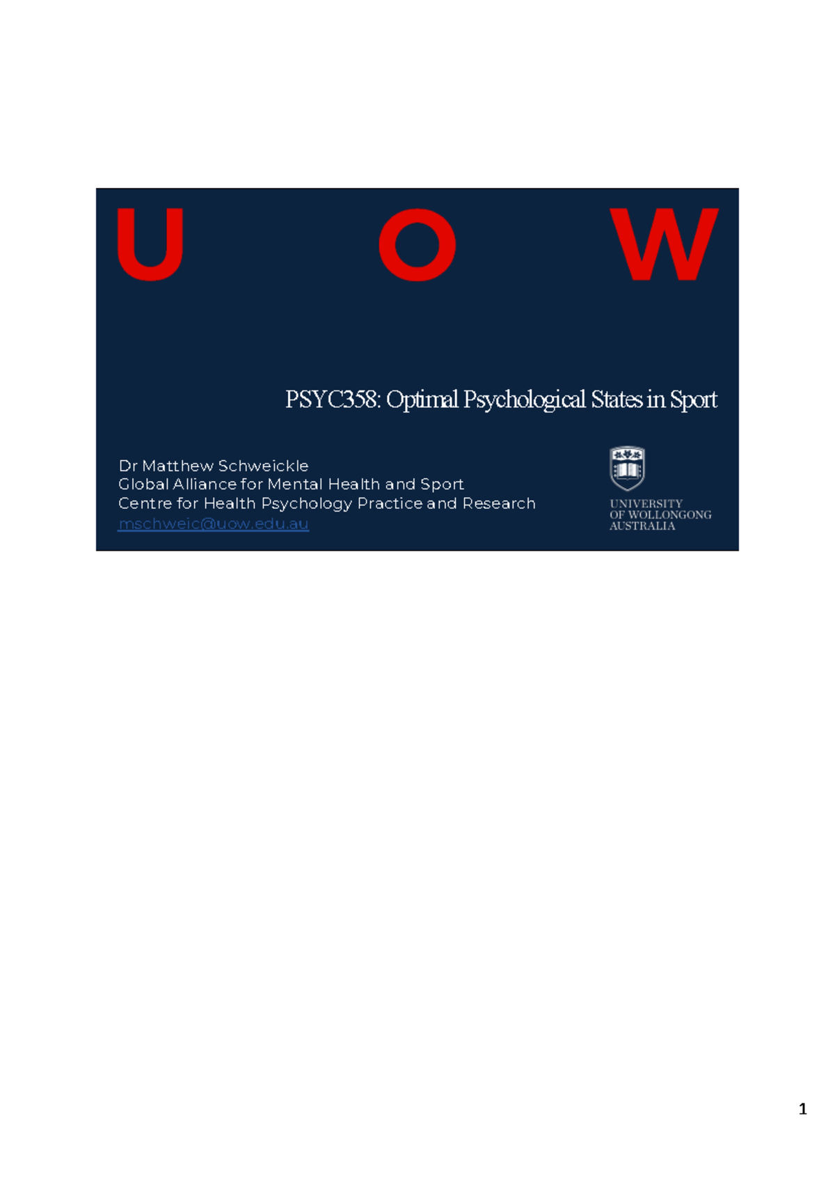 PSYC358 Optimal Psych States Notes - PSYC358: Optimal Psychological ...