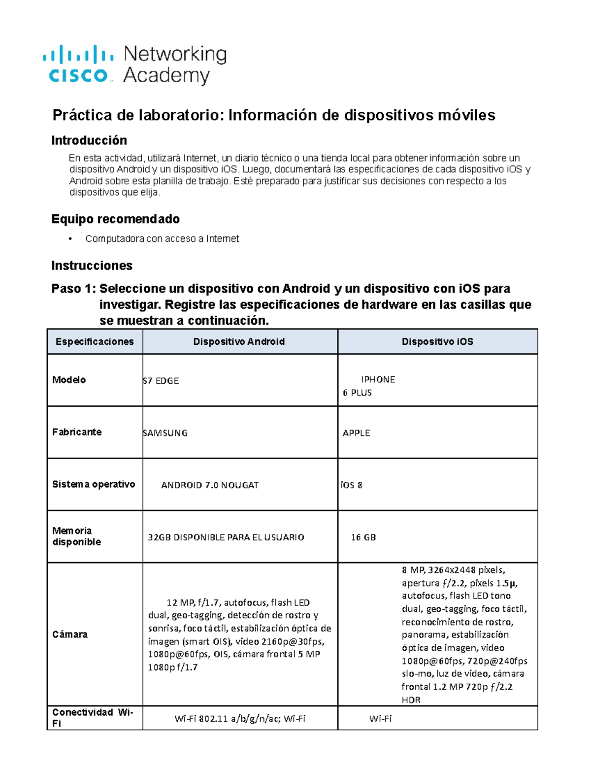 7.1.1.10 Lab - Mobile Device Information - IT Essentials (CISCO) - SENATI - Studocu