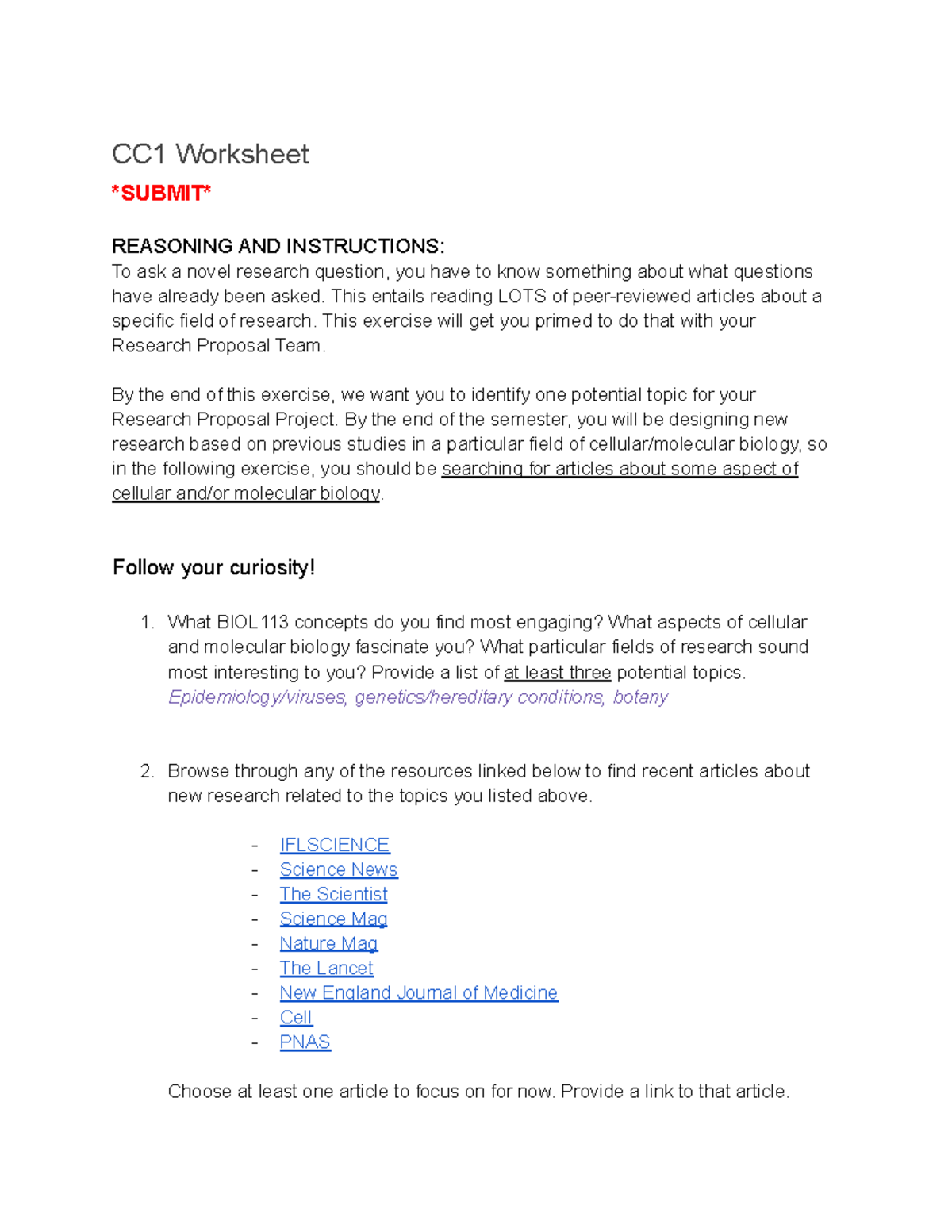 CC 1 - N/A - CC1 Worksheet SUBMIT REASONING AND INSTRUCTIONS: To ask a ...