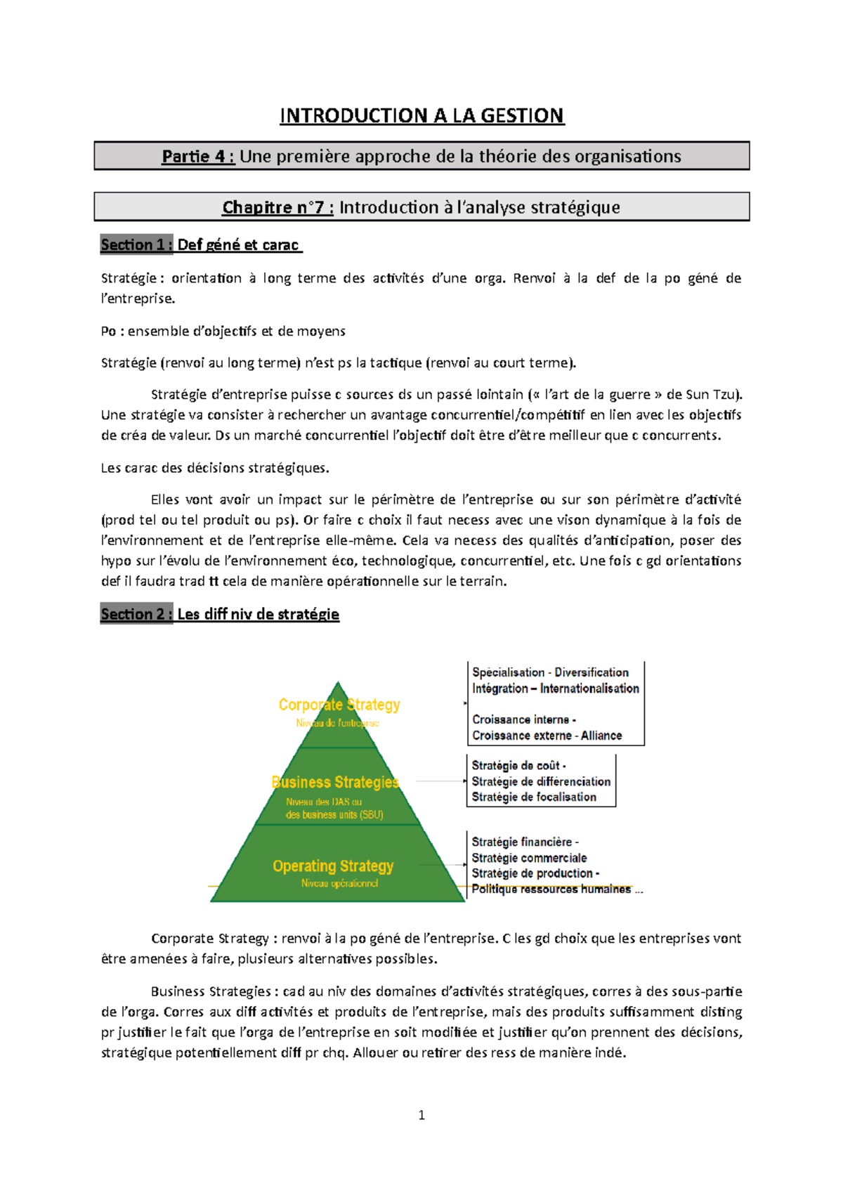 Chapitre n°7 - Introduction à l’analyse stratégique - INTRODUCTION A LA GESTION Partie 4 : Une ...