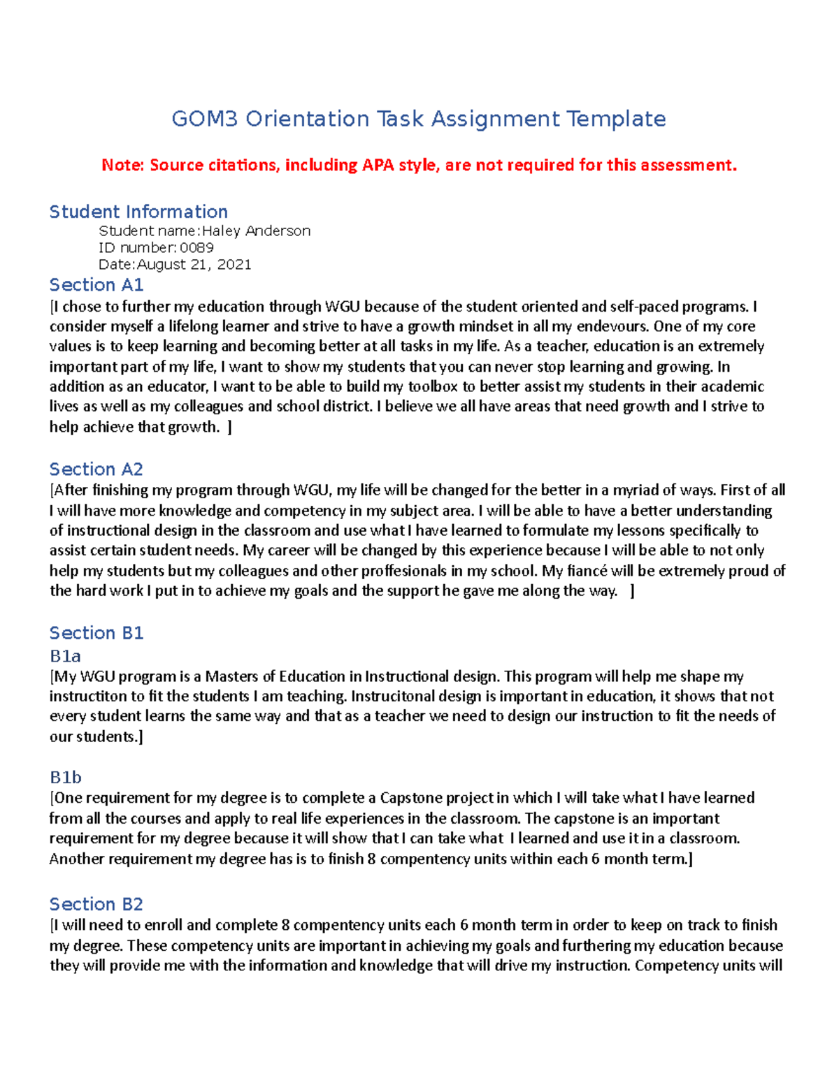 Orientation Task Haley Anderson - GOM3 Orientation Task Assignment Template Note: Source ...