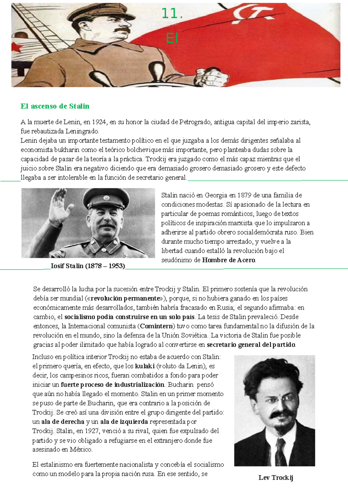 El socialismo - El ascenso de Stalin A la muerte de Lenin, en 1924, en ...