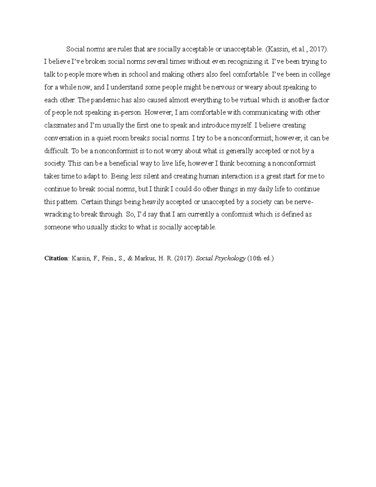 Module 5 - Conformity PSY 216 - Social norms are rules that are ...