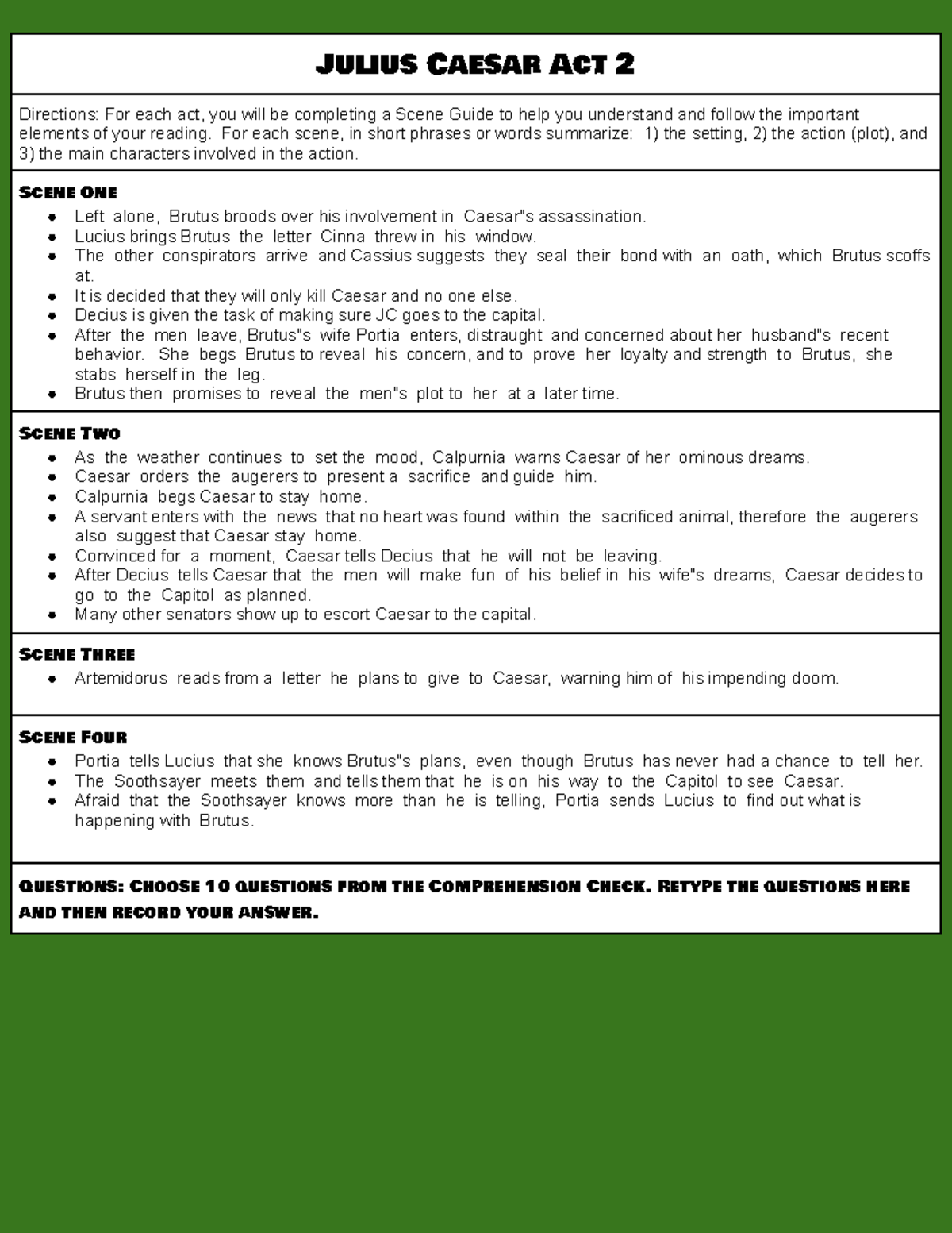 Julius Caesar Act 2 Notes - Julius Caesar Act 2 Directions: For each ...