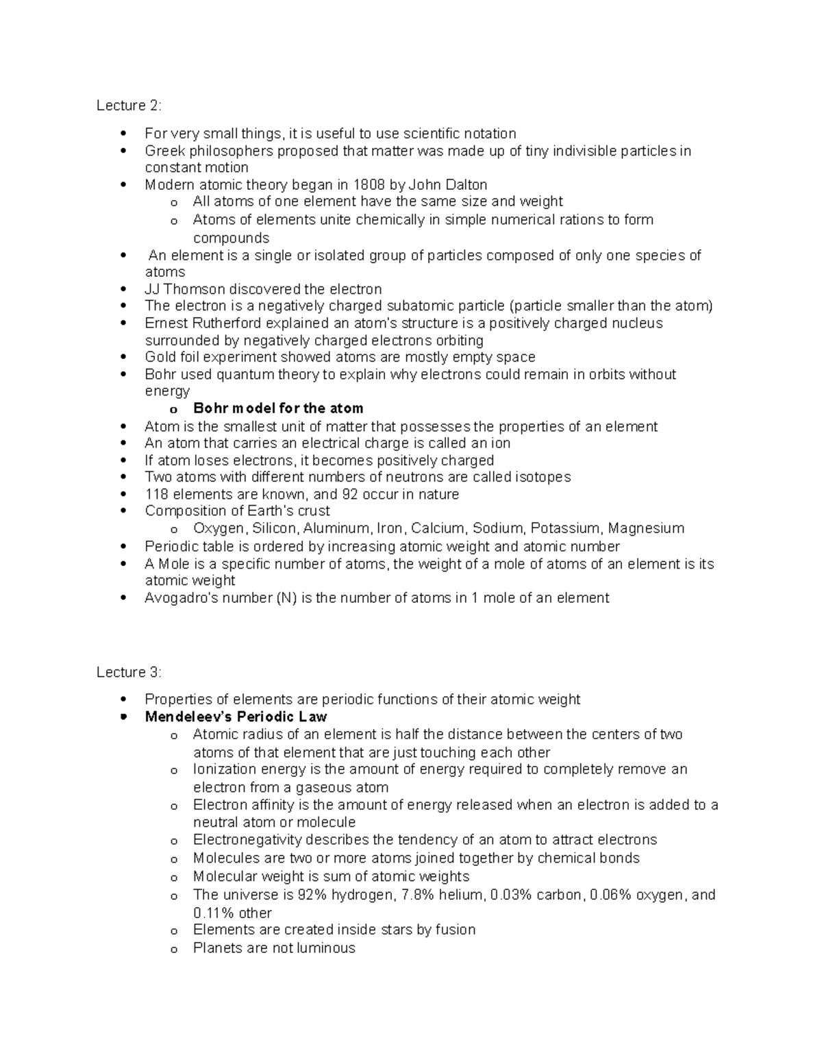 Earth SCI 1023 Final Notes - Lecture 2: For very small things, it is ...