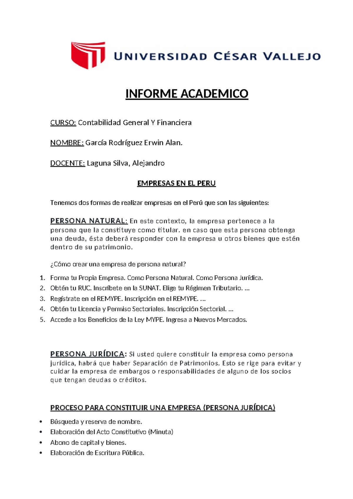 Informe Contabilidad General Y Financiera - INFORME ACADEMICO CURSO ...