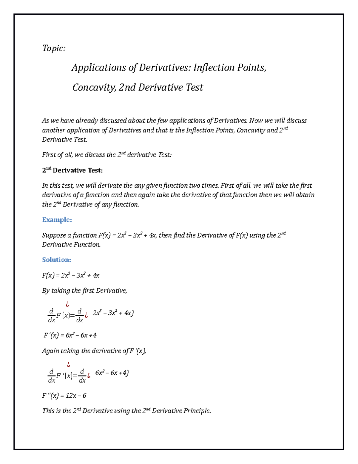 Article 10 - AI Lecture - Topic: Applications of Derivatives ...